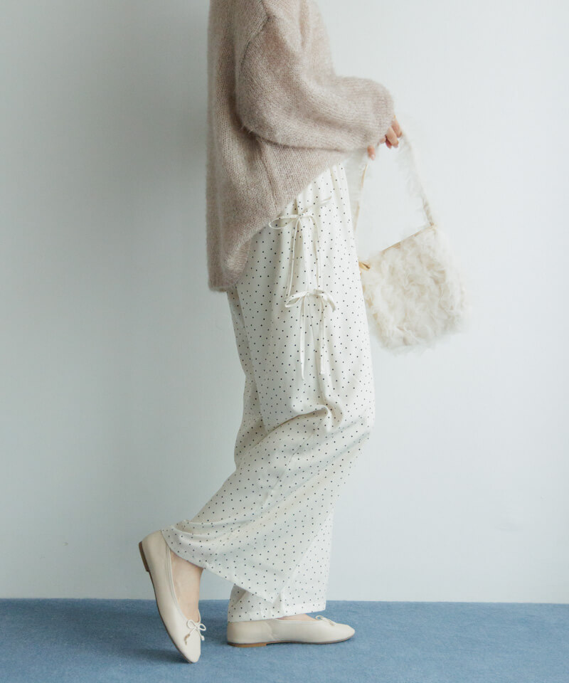【60%OFF】side ribbon dot pants～ｻｲﾄﾞﾘﾎﾞﾝﾄﾞｯﾄﾊﾟﾝﾂ | flower／フラワー公式通販